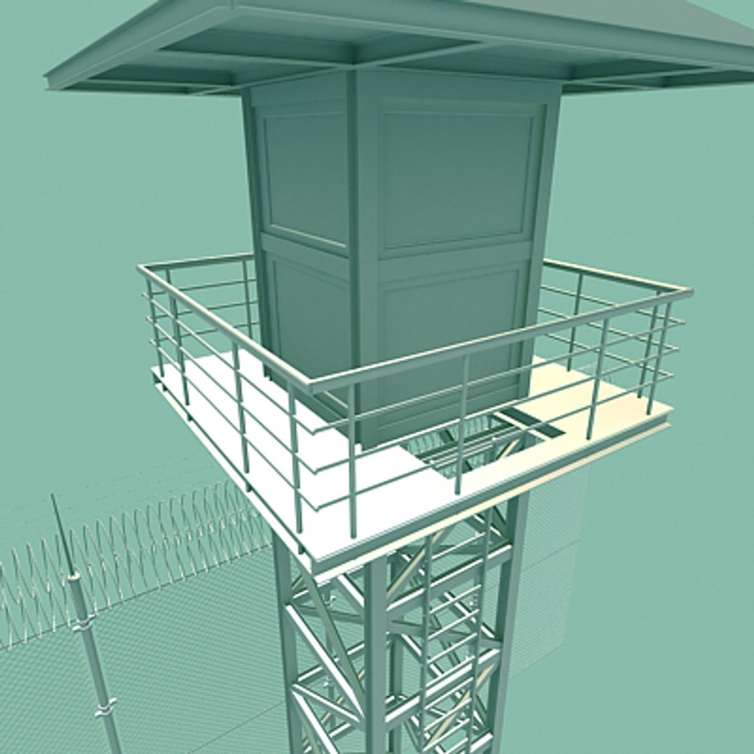 3d Model Prison Guard Tower Fence