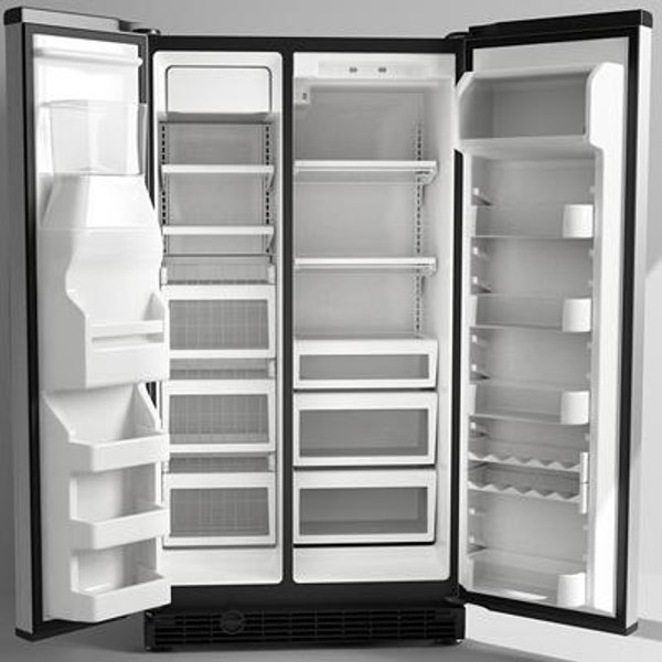 refrigerator opened doors 3d model