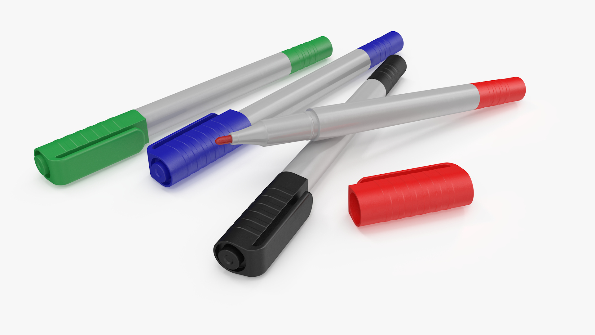 4 Colored Permanent Markers model - TurboSquid 1957261