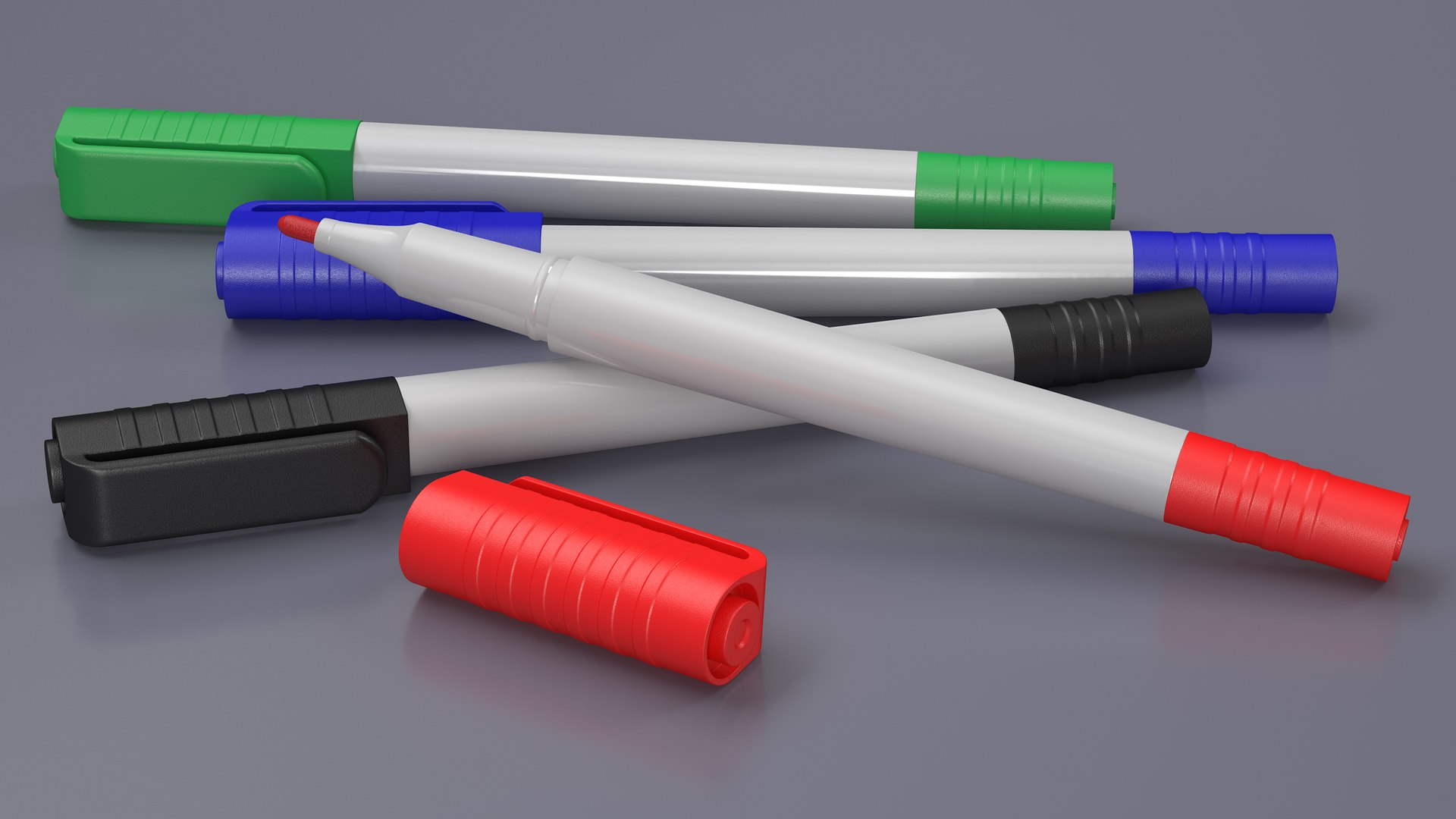 4 Colored Permanent Markers model - TurboSquid 1957261