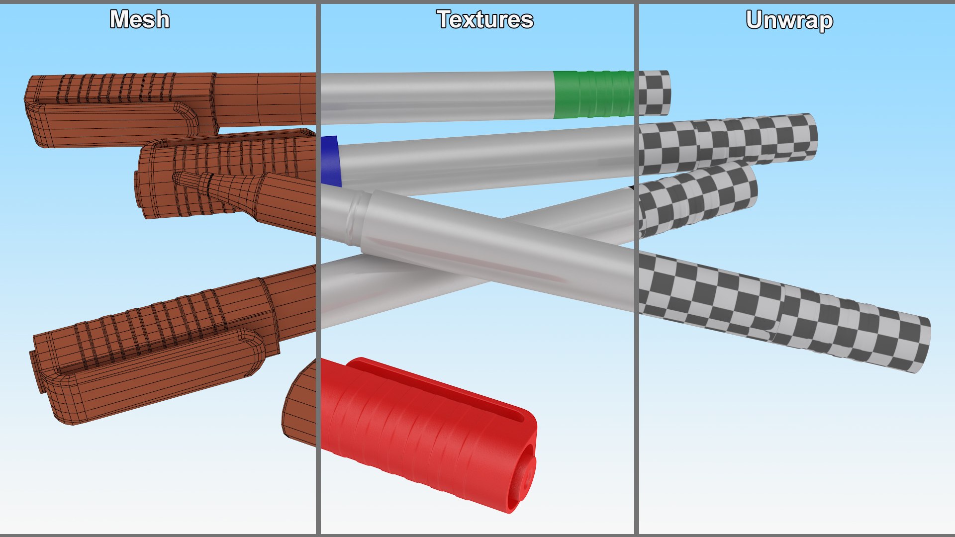 4 Colored Permanent Markers model - TurboSquid 1957261