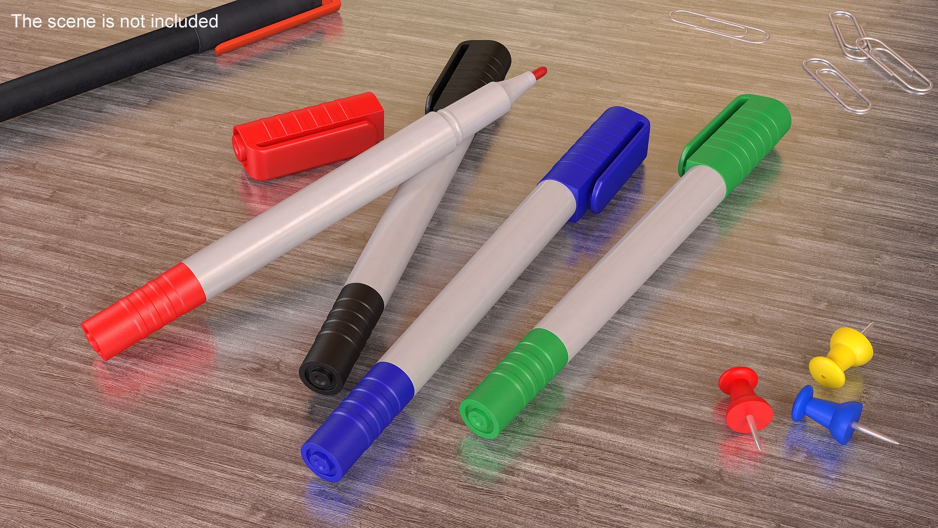 4 Colored Permanent Markers model - TurboSquid 1957261