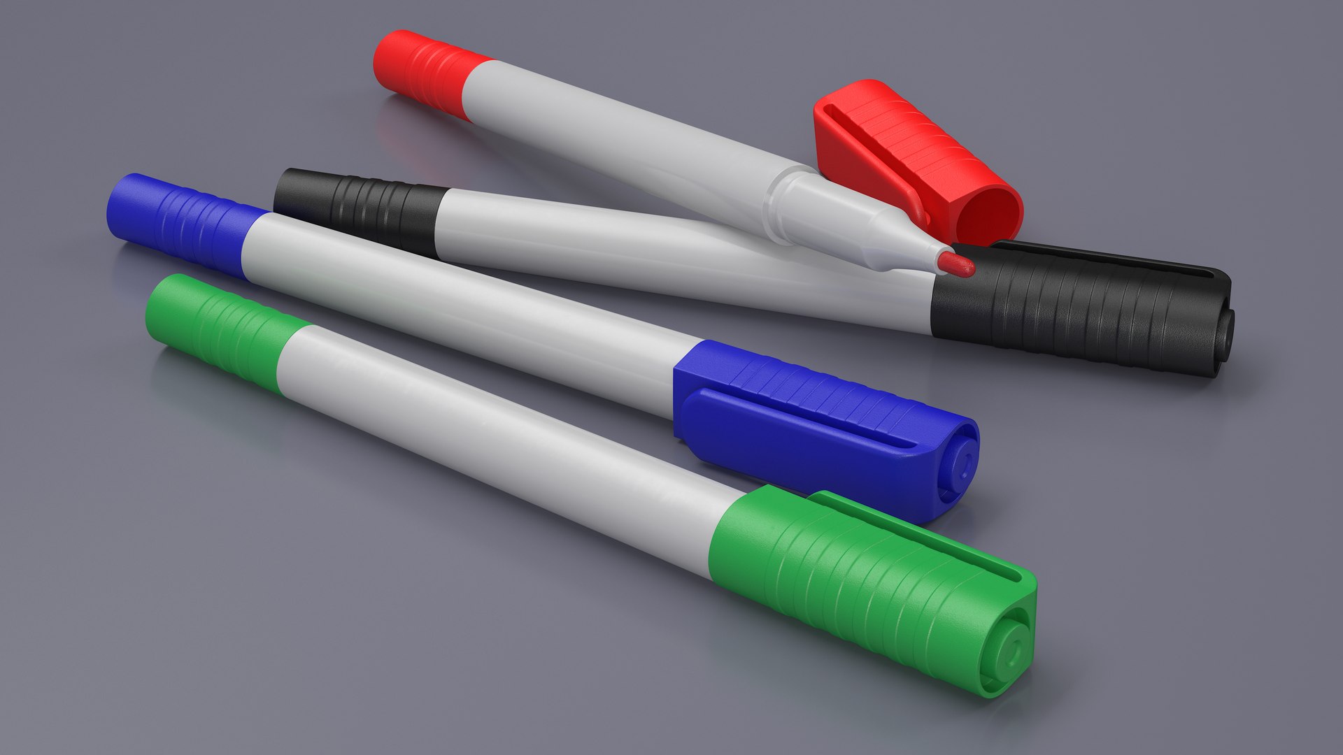 4 Colored Permanent Markers model - TurboSquid 1957261