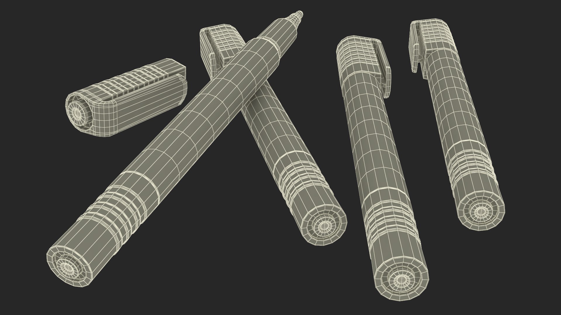 4 Colored Permanent Markers model - TurboSquid 1957261