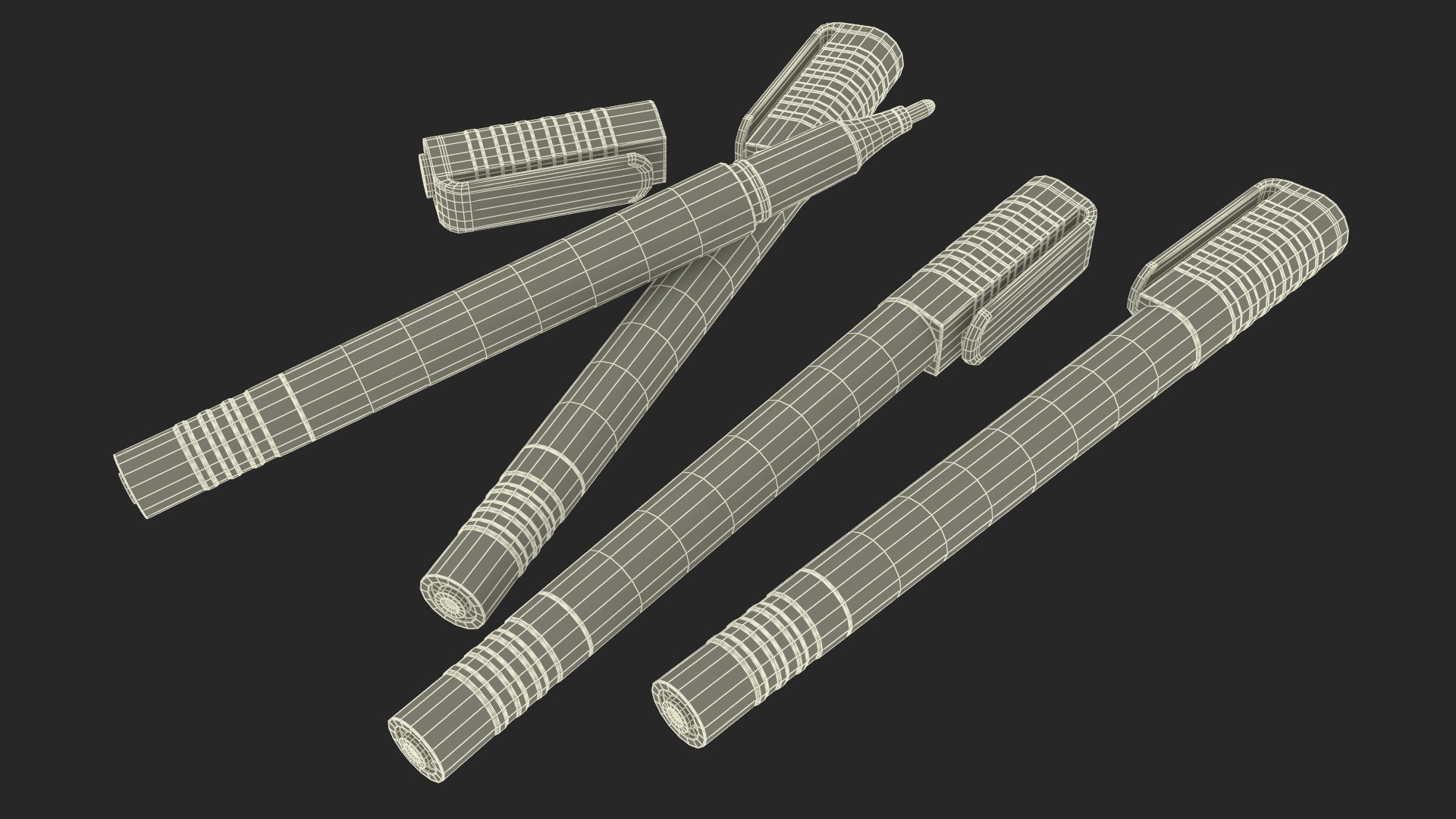 4 Colored Permanent Markers model - TurboSquid 1957261