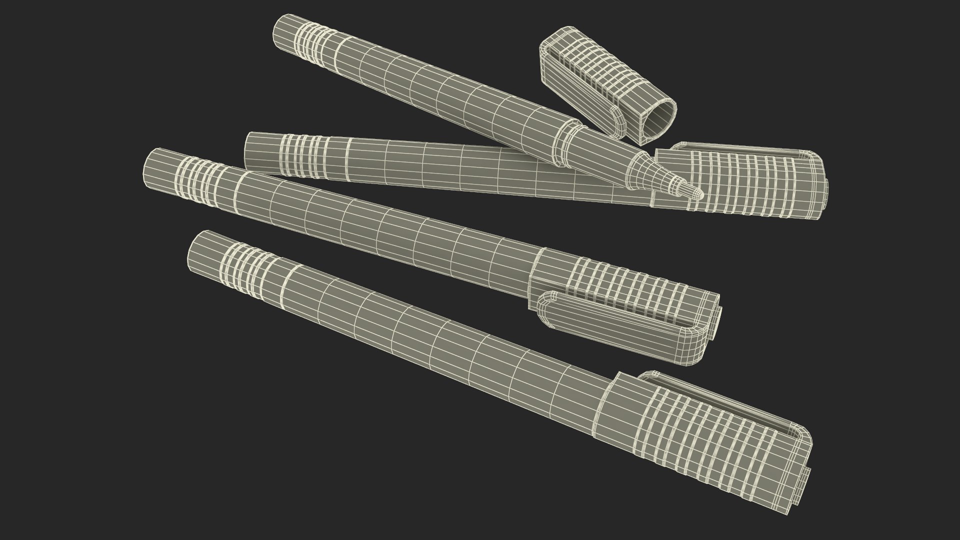 4 Colored Permanent Markers model - TurboSquid 1957261