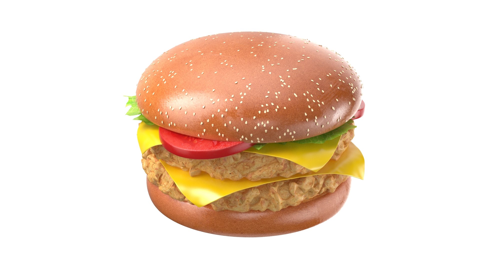 3D Detailed Chicken Burger Sandwich Model - TurboSquid 2098789