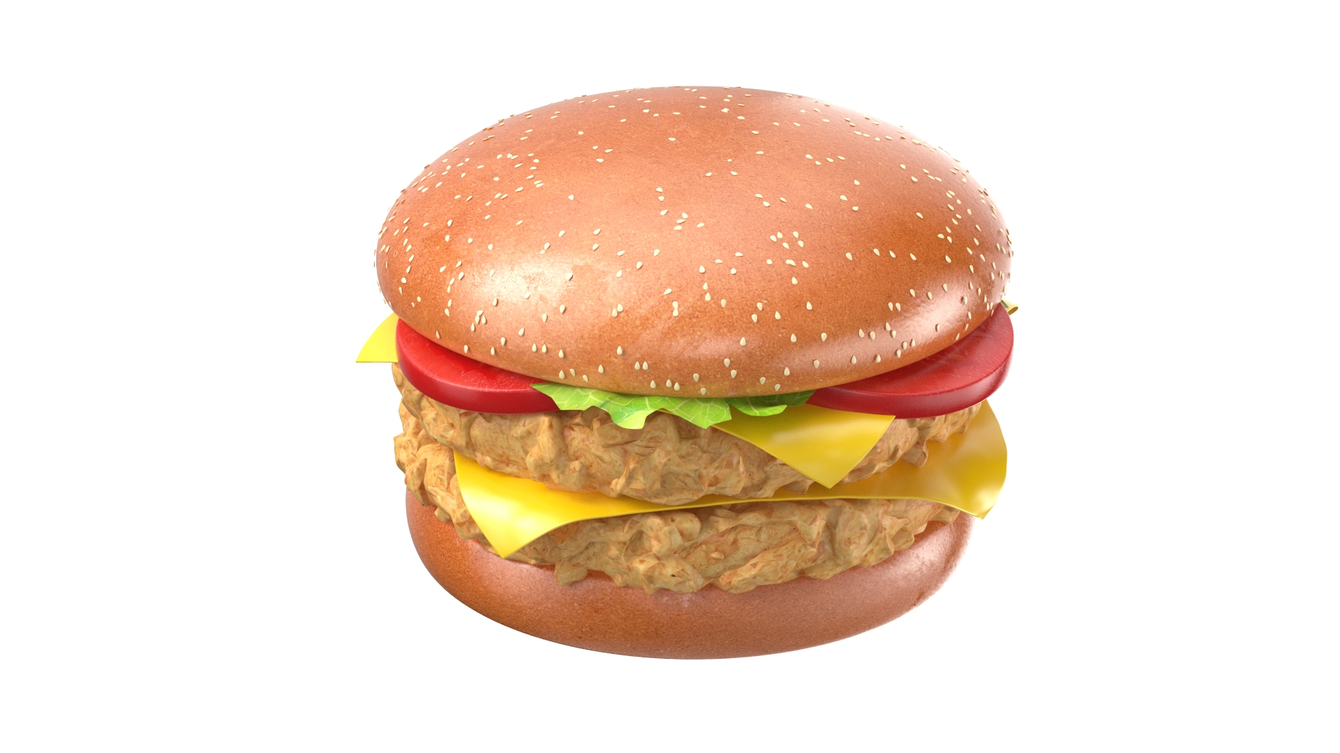 3D Detailed Chicken Burger Sandwich Model - TurboSquid 2098789