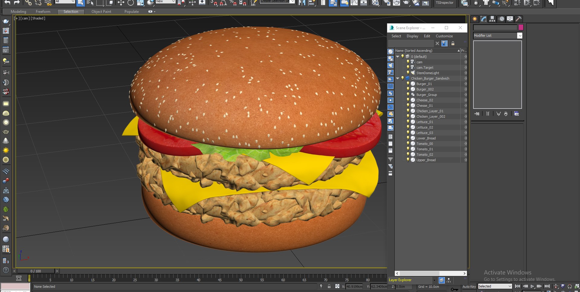 3D Detailed Chicken Burger Sandwich Model - TurboSquid 2098789