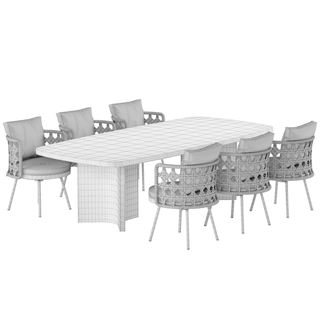 3D Minotti TorII Nest Chair Marvin Table Set Model - TurboSquid 1867457
