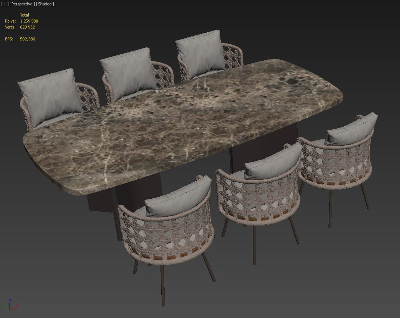 3D Minotti TorII Nest Chair Marvin Table Set Model - TurboSquid 1867457