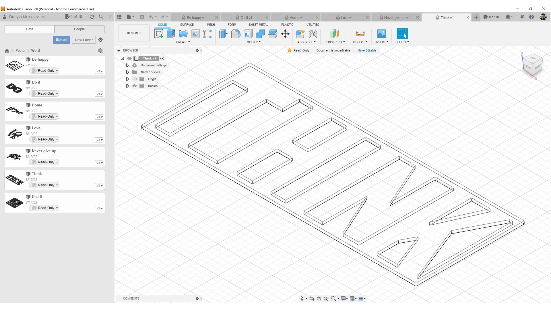 Poster Think 3D Model - TurboSquid 1964197