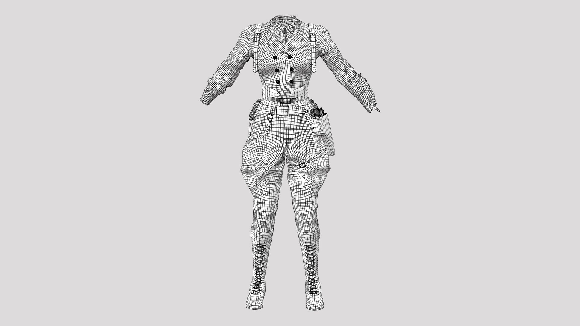 Officer Western Expeditor Archaeologist Explorer Pants Full Outfit 3D ...