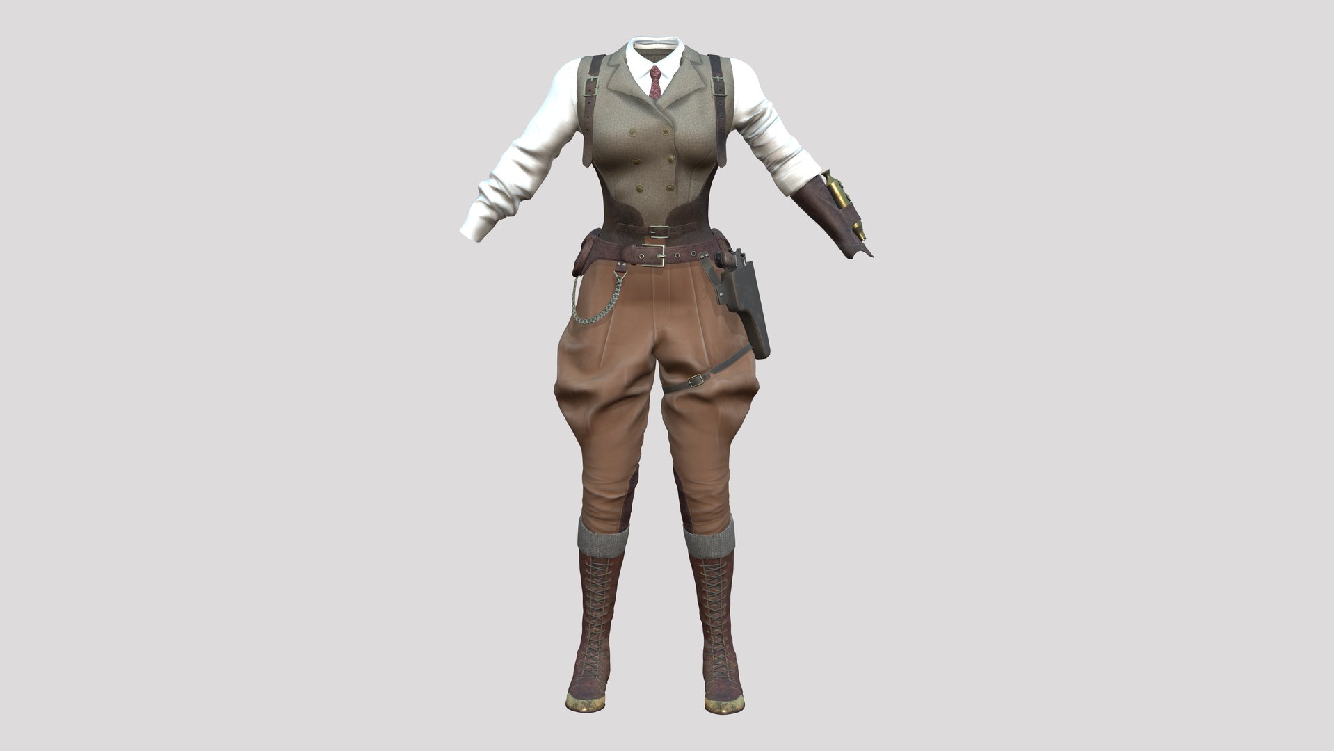 Officer Western Expeditor Archaeologist Explorer Pants Full Outfit 3D ...