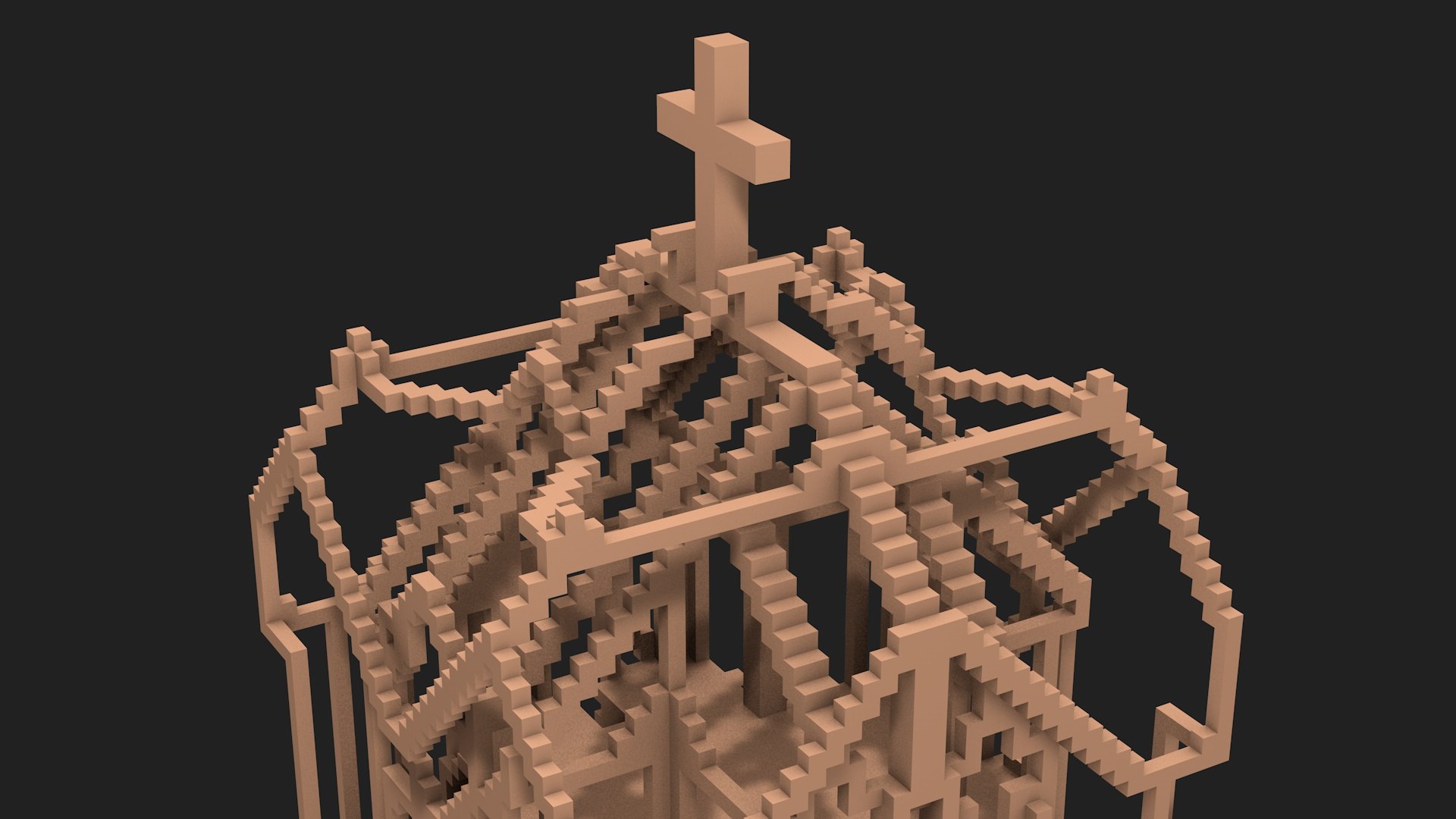 3D Pixel church voxel model - TurboSquid 1808020