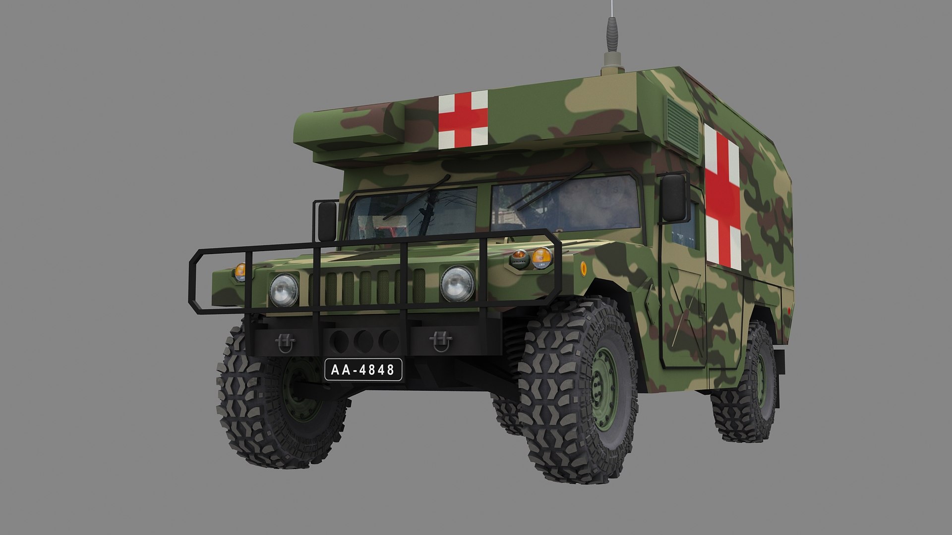 3D Model Military Ambulance HMMWV M997 Low Poly - TurboSquid 1865236