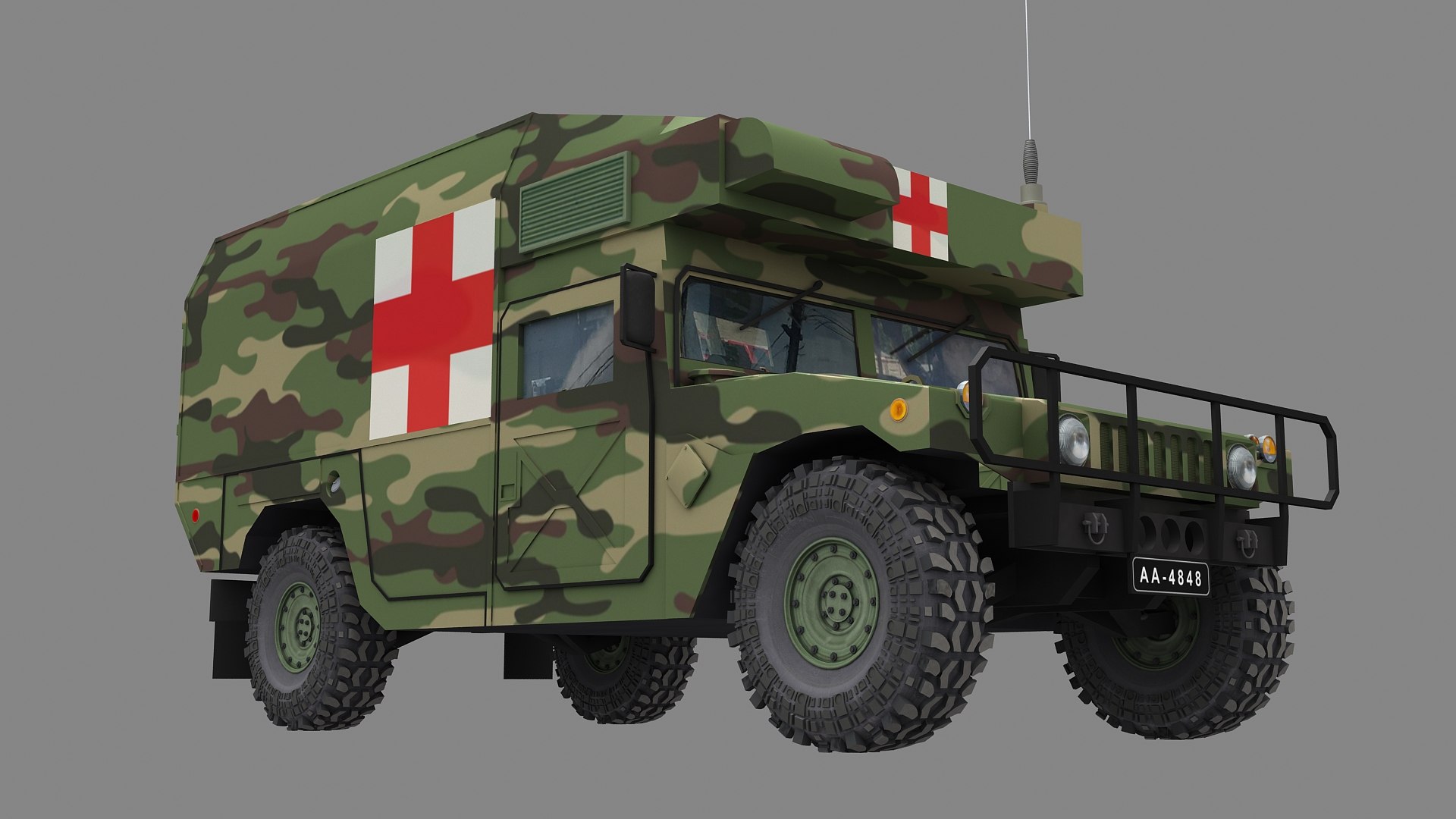 3D Model Military Ambulance HMMWV M997 Low Poly - TurboSquid 1865236
