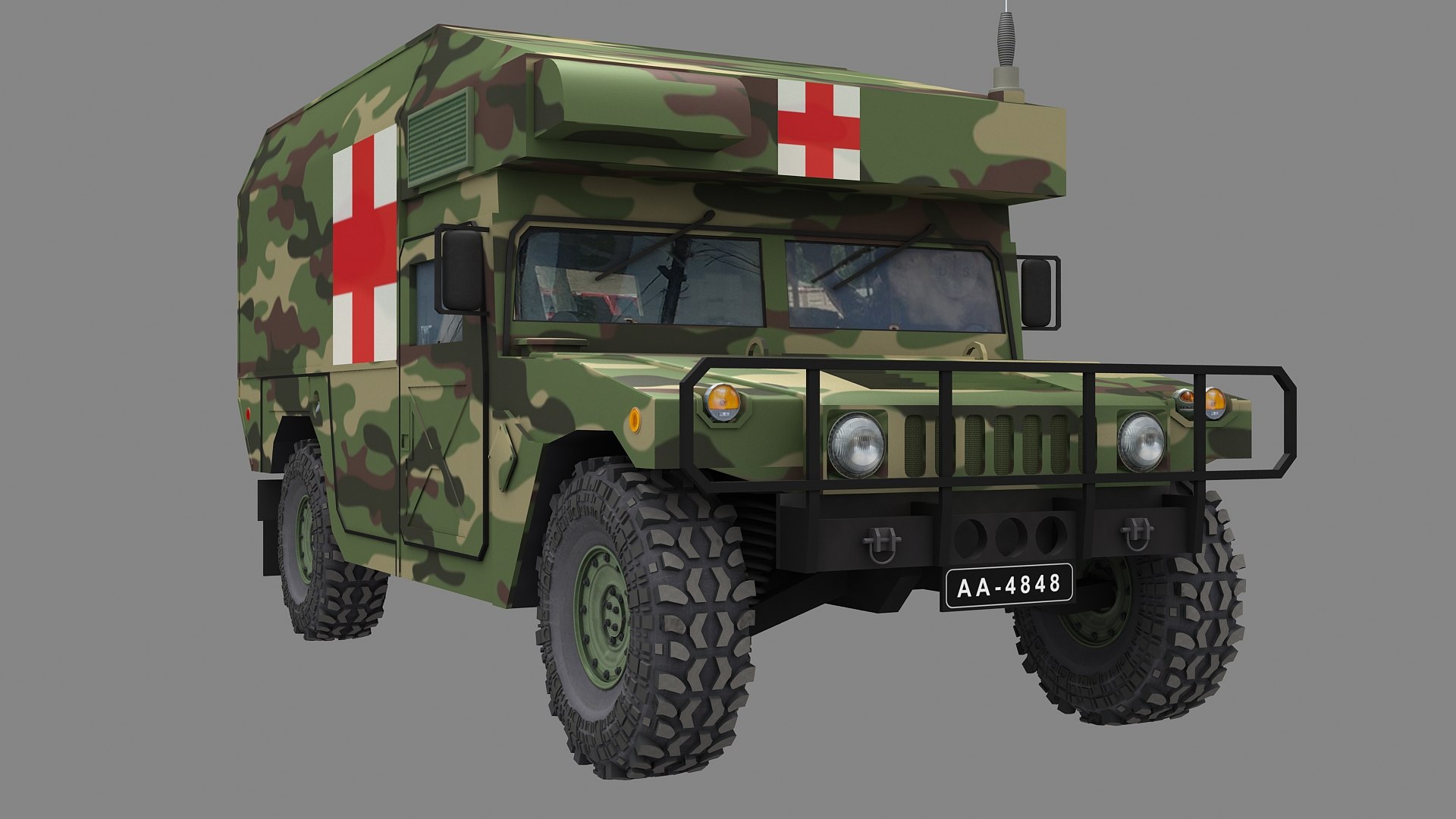3D Model Military Ambulance HMMWV M997 Low Poly - TurboSquid 1865236