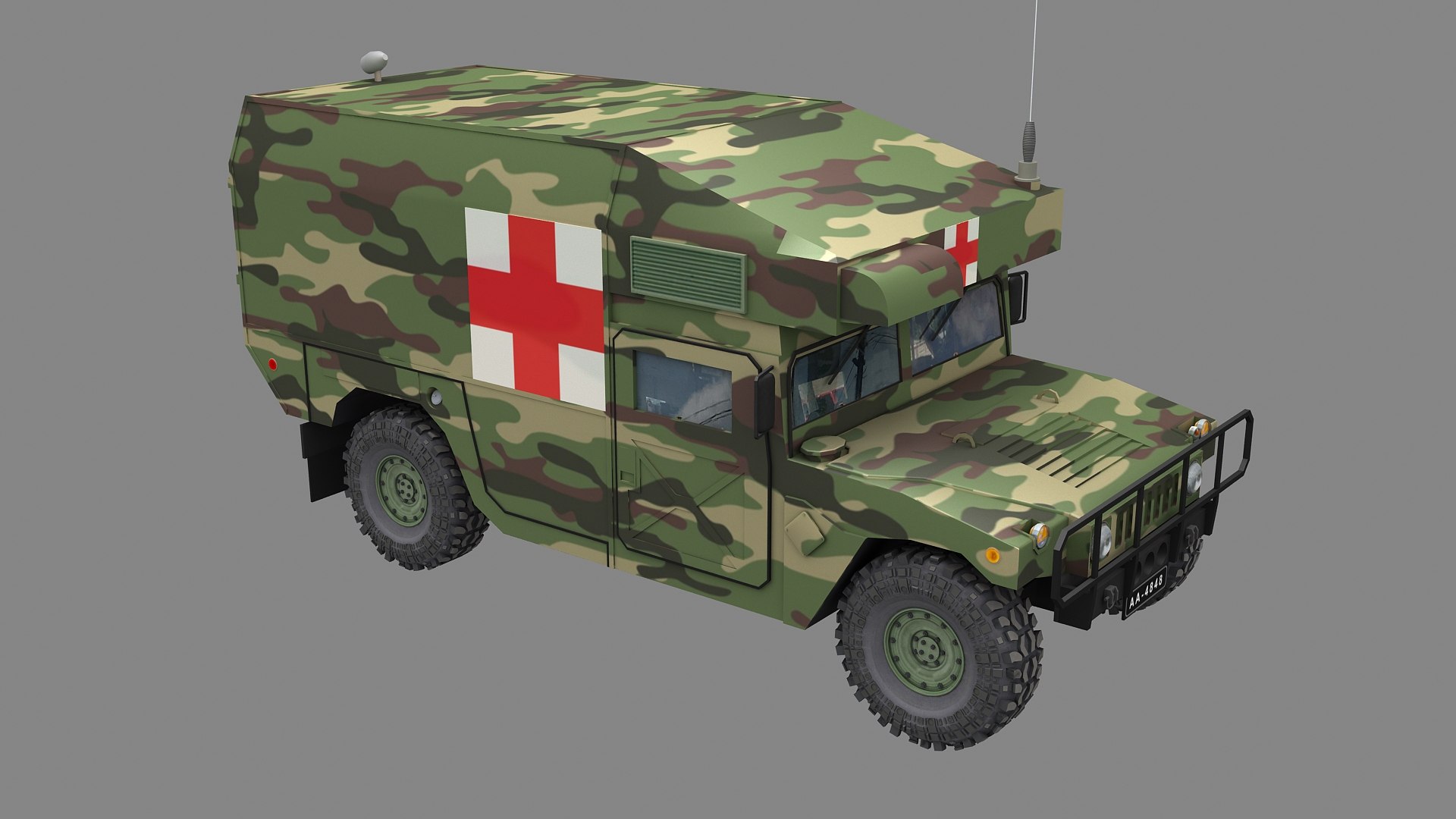 3D Model Military Ambulance HMMWV M997 Low Poly - TurboSquid 1865236