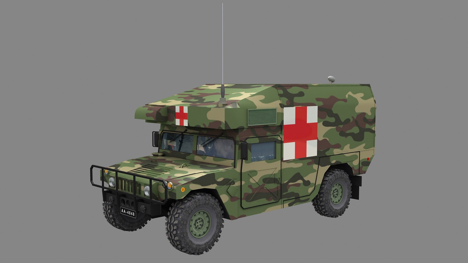 3D Model Military Ambulance HMMWV M997 Low Poly - TurboSquid 1865236