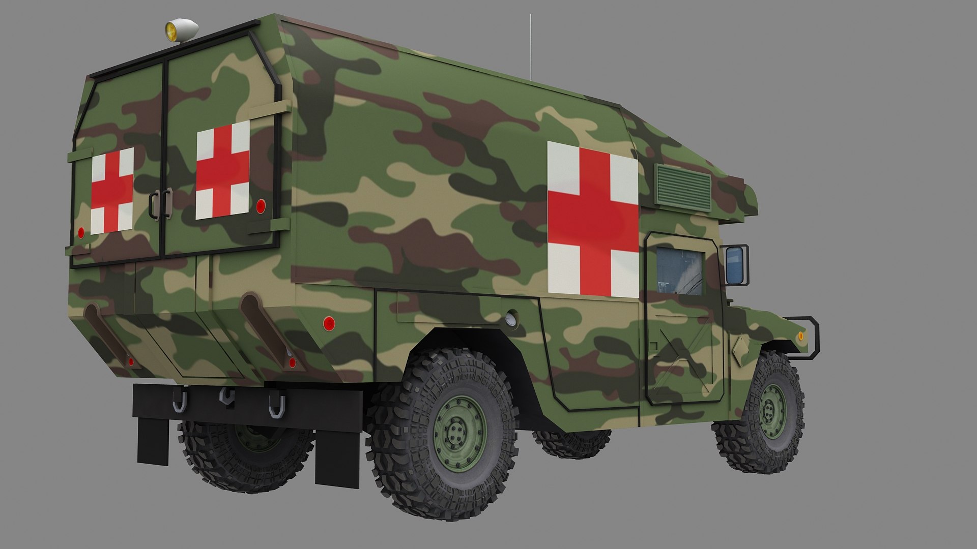 3D Model Military Ambulance HMMWV M997 Low Poly - TurboSquid 1865236