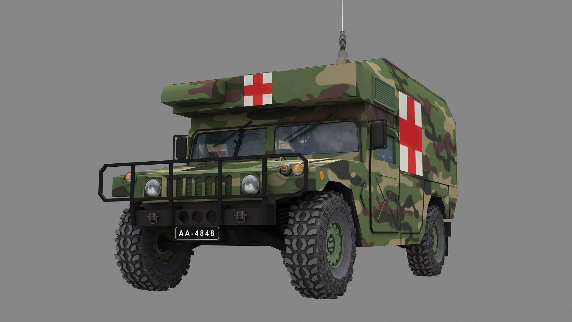3D Model Military Ambulance HMMWV M997 Low Poly - TurboSquid 1865236