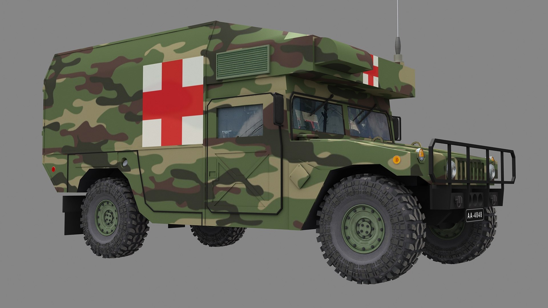 3D Model Military Ambulance HMMWV M997 Low Poly - TurboSquid 1865236