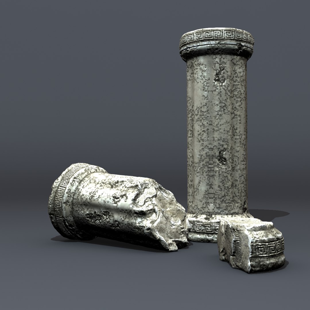Cracked Greek Columns 3d Model