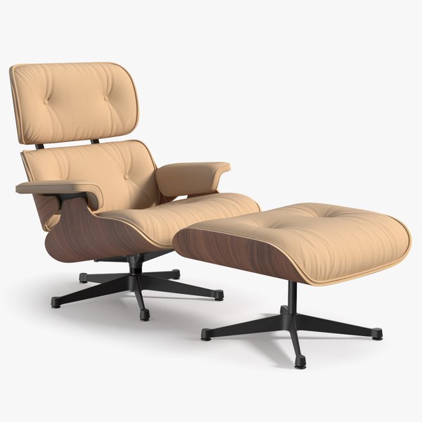 modelo 3d Sillón Eames con otomana beige - TurboSquid 2403110