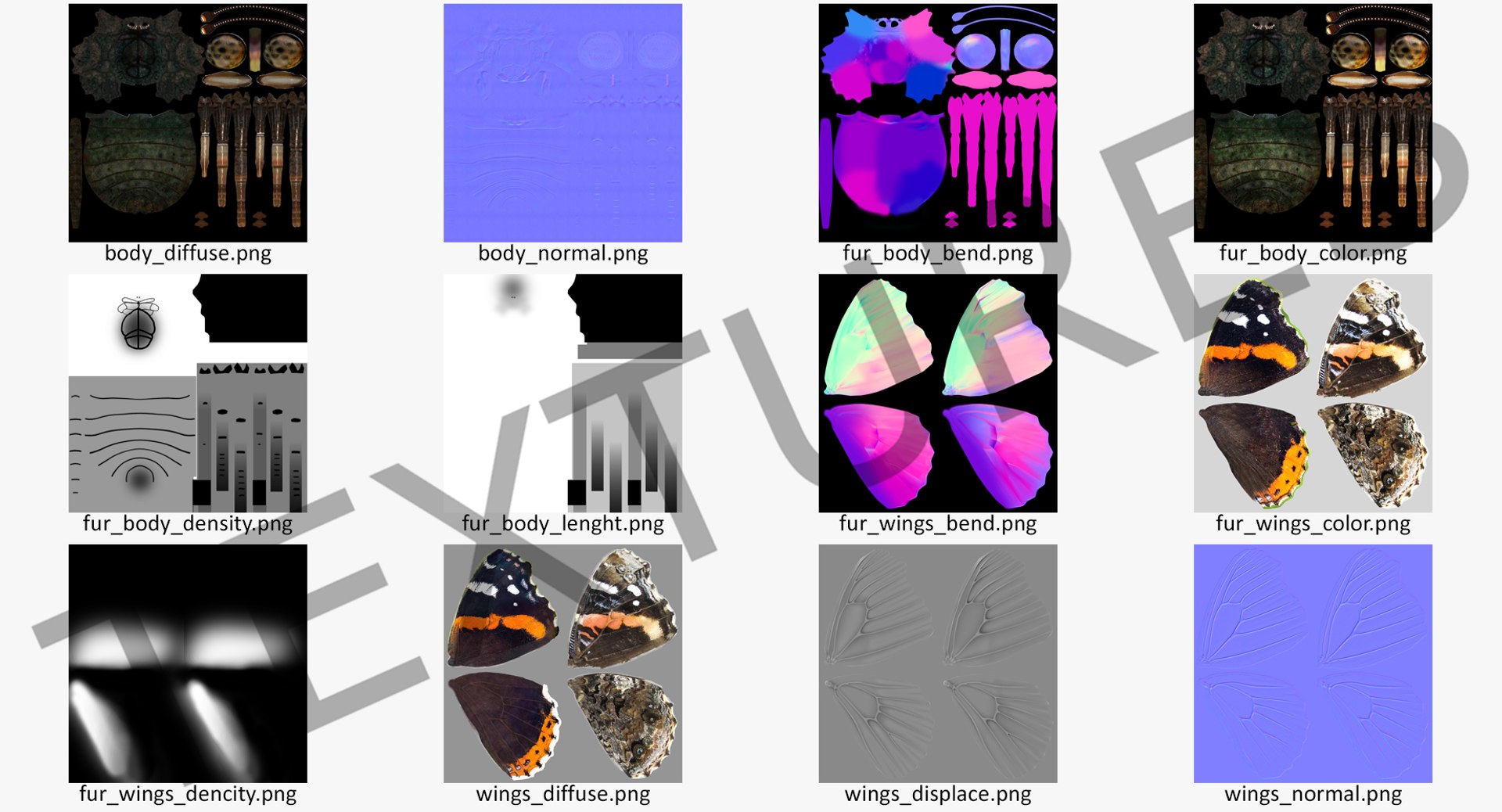 Red admiral butterfly fur model - TurboSquid 1191517