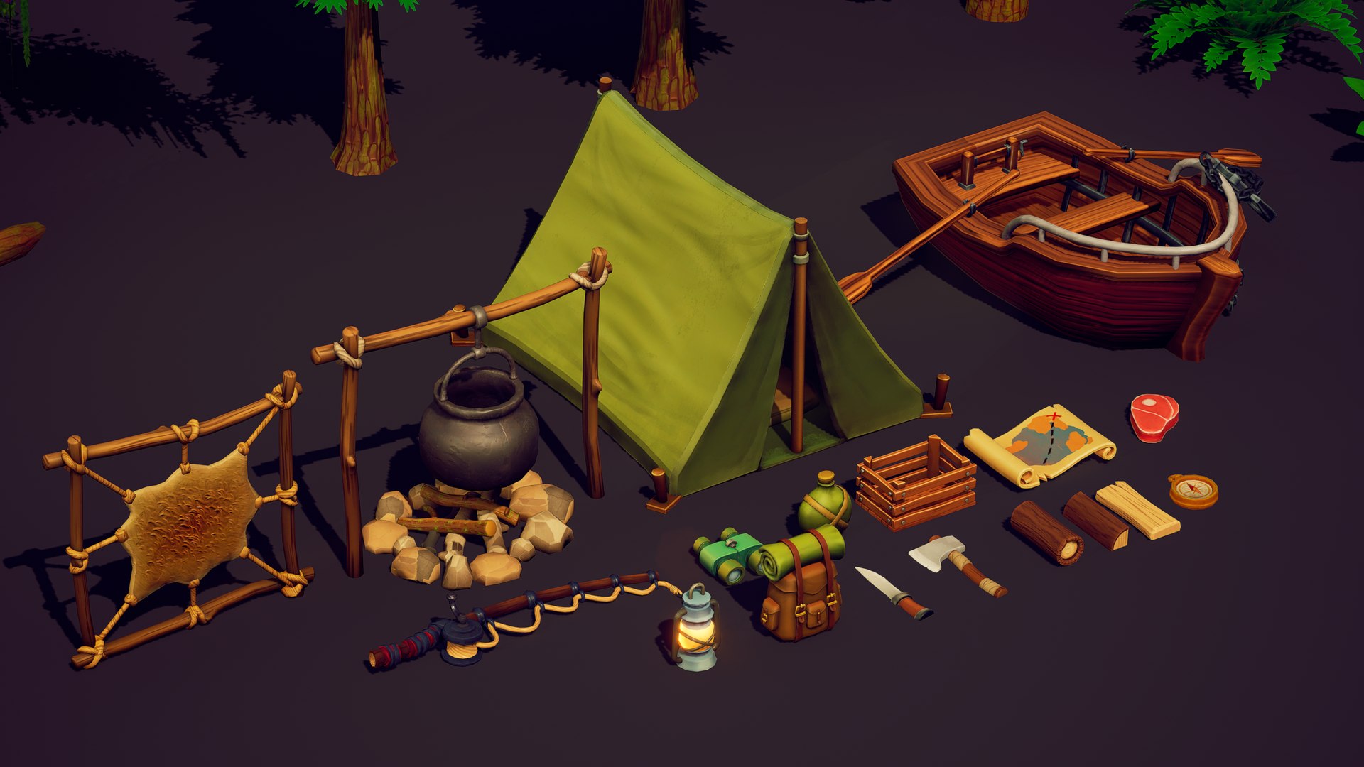 EMBERLIGHT - Stylized Camp Pack - Unreal And Unity Assets 3D Model ...