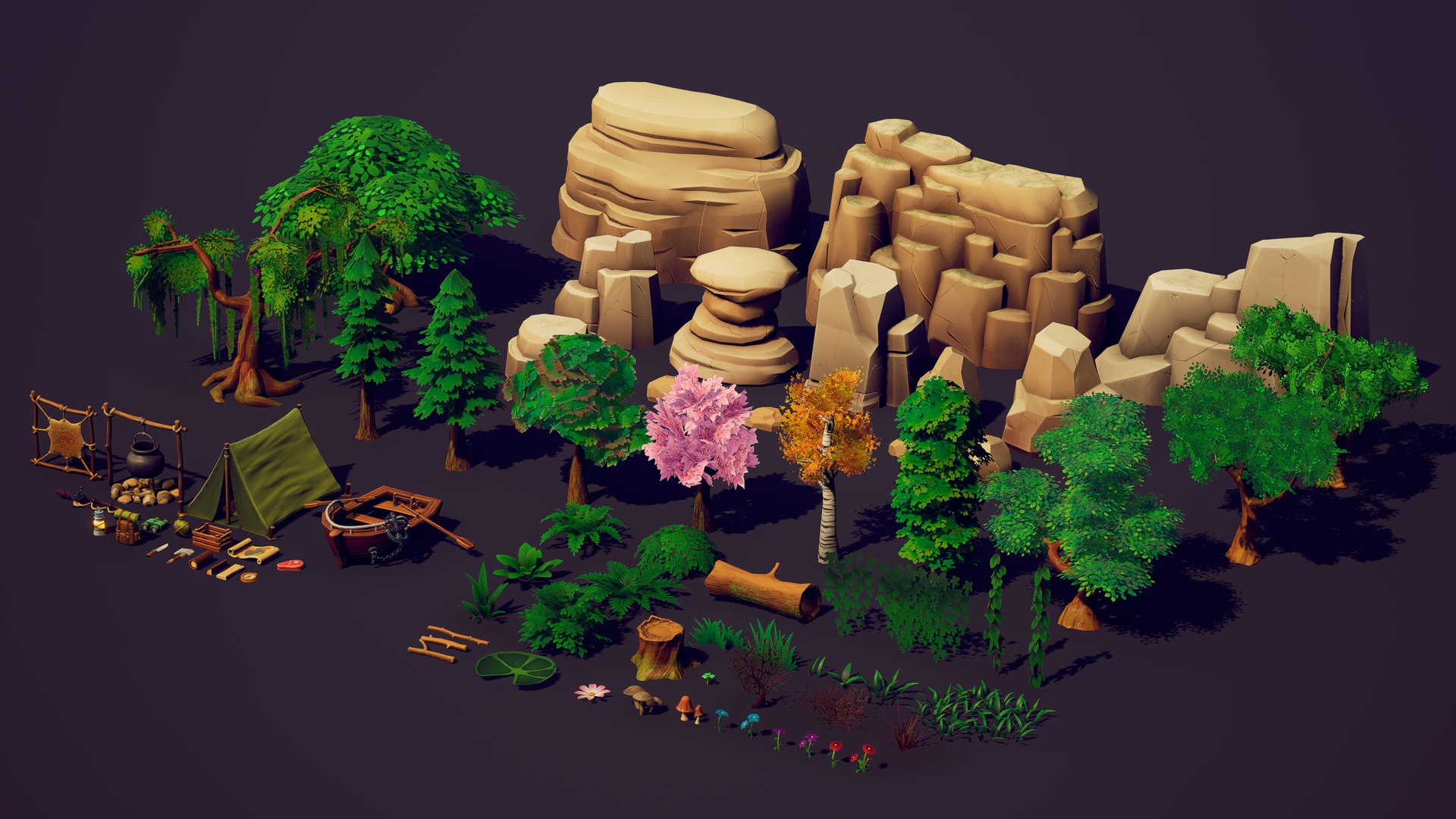 EMBERLIGHT - Stylized Camp Pack - Unreal And Unity Assets 3D Model ...