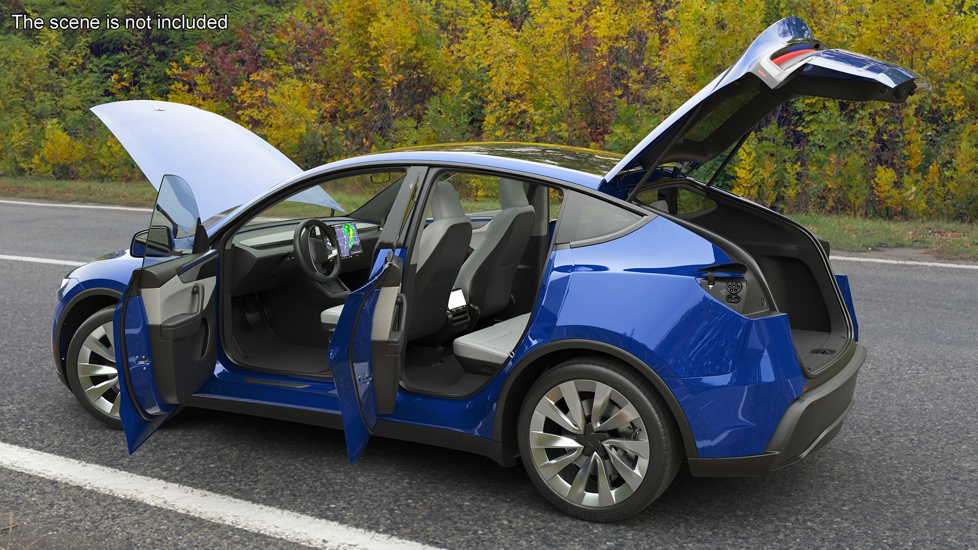3D Blue Tesla Model Y Juniper 2025 Rigged For Cinema 4D Model ...