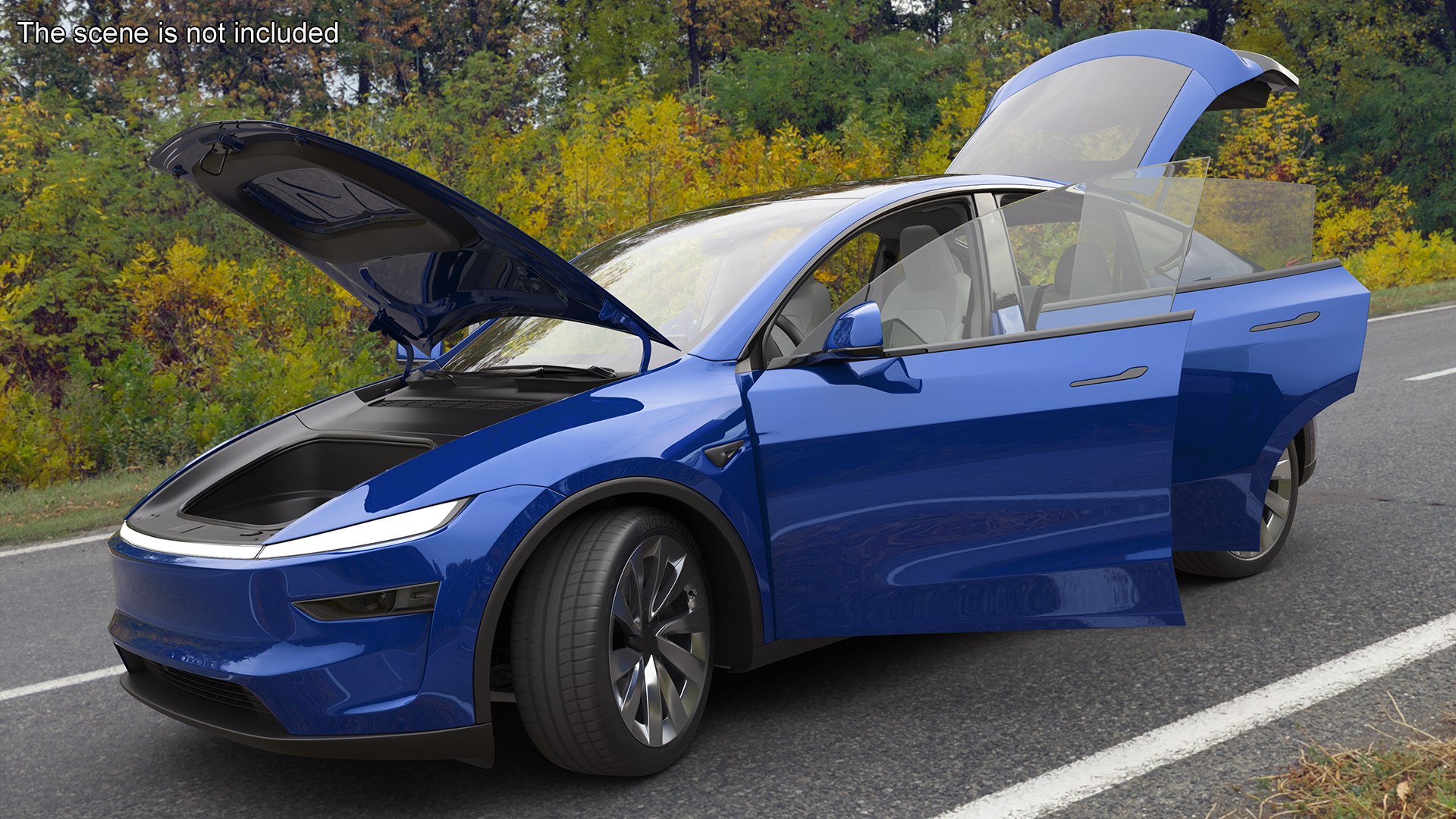 3D Blue Tesla Model Y Juniper 2025 Rigged For Cinema 4D Model ...