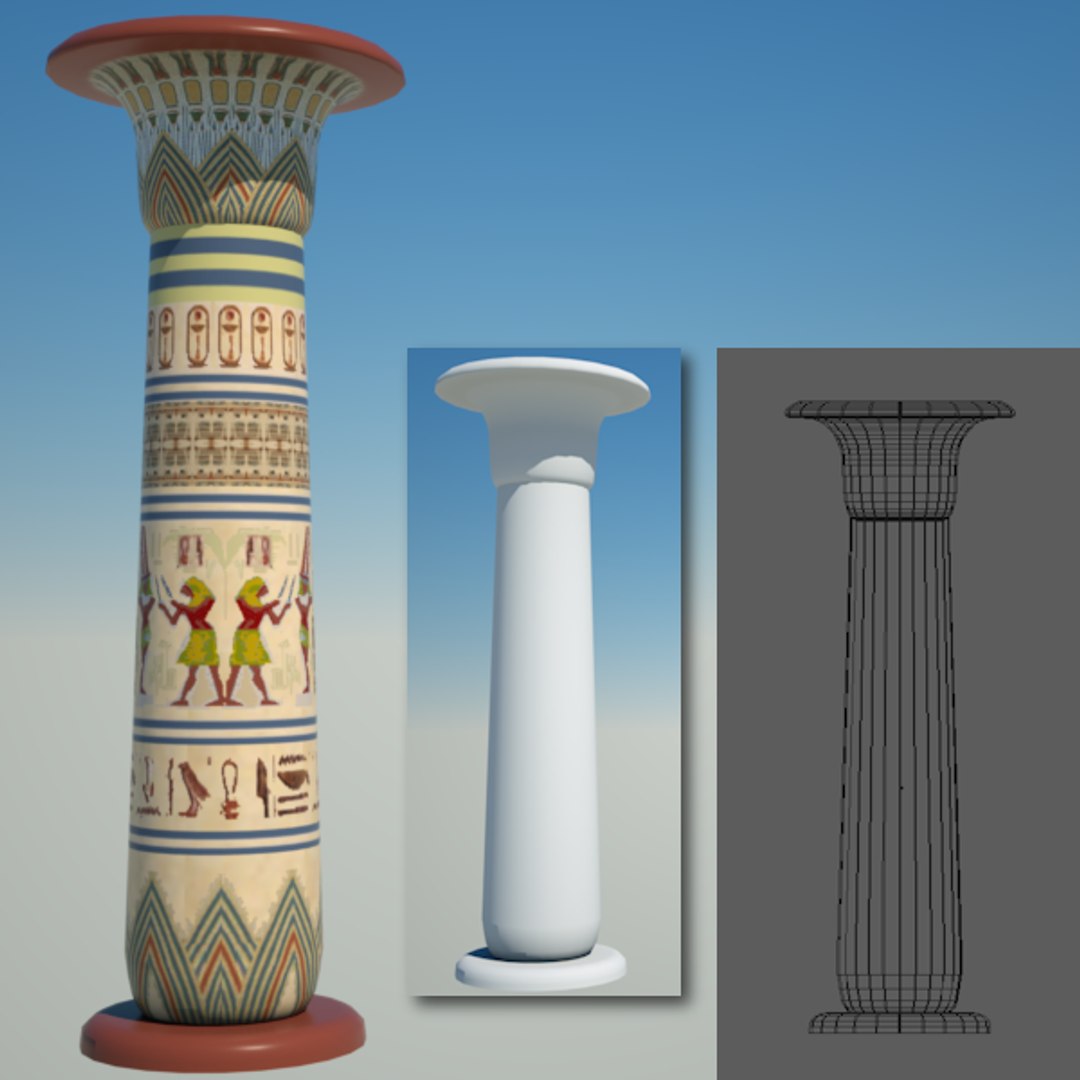 Egyptian Architecture Objects Columns Obj