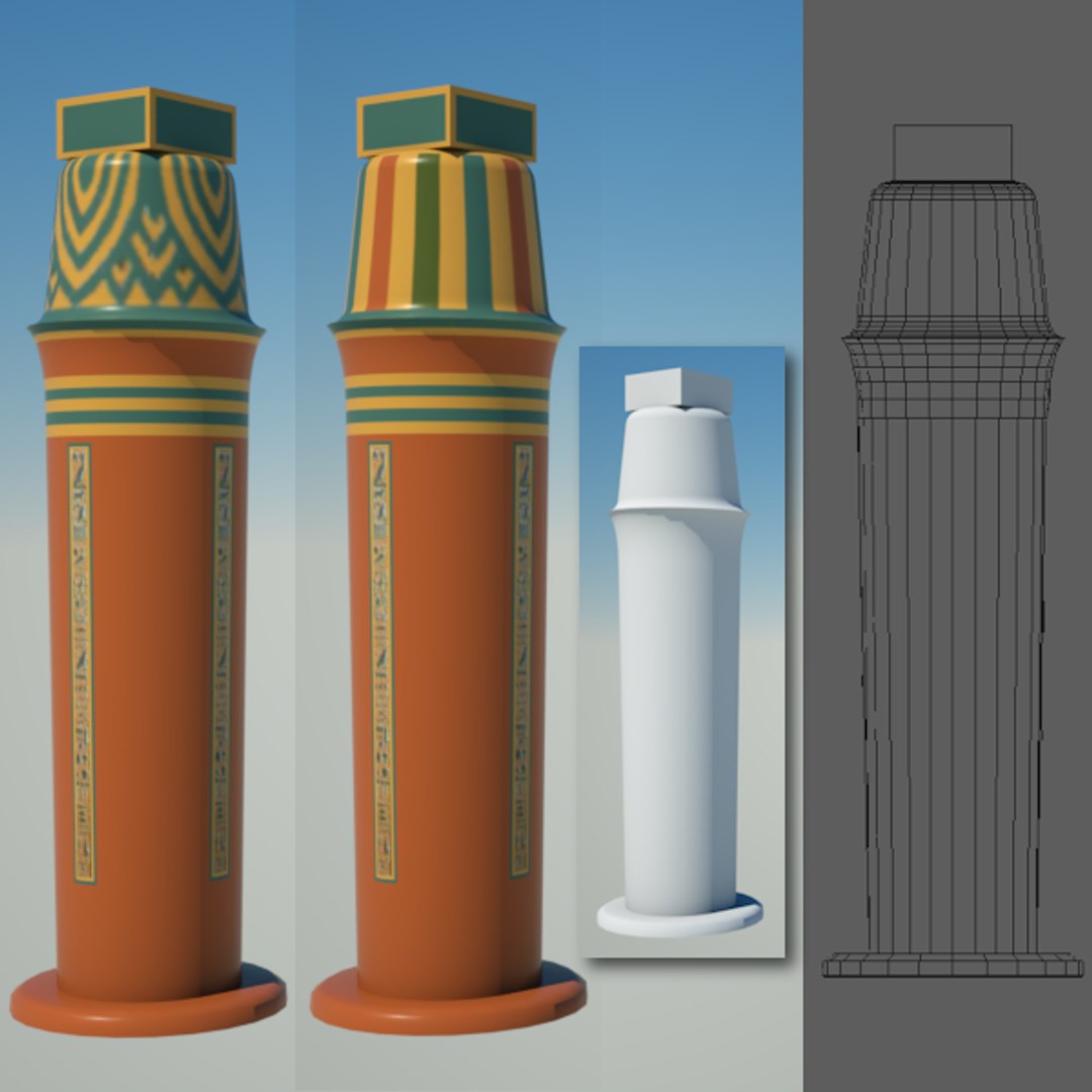 Egyptian Architecture Objects Columns Obj