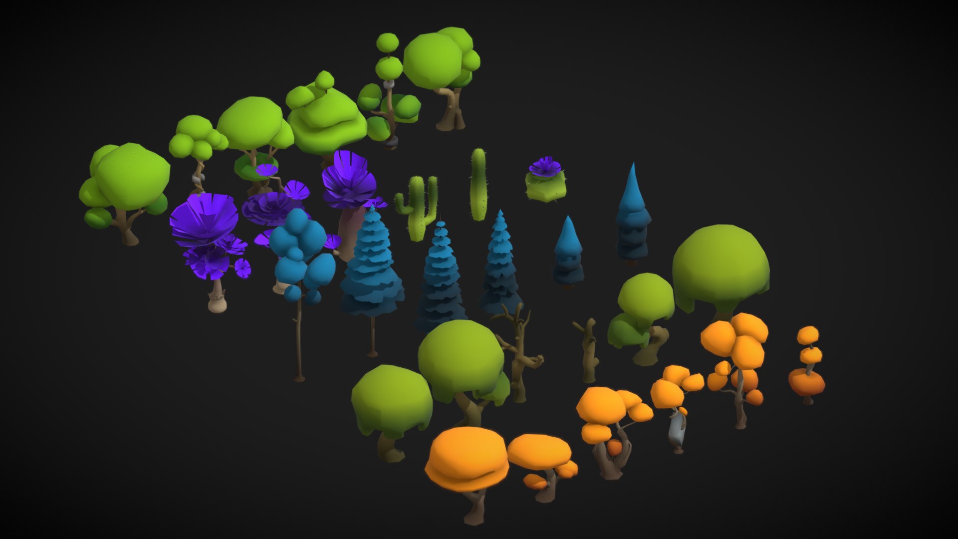 Stylized Tree Asset Collection Model - TurboSquid 2018595