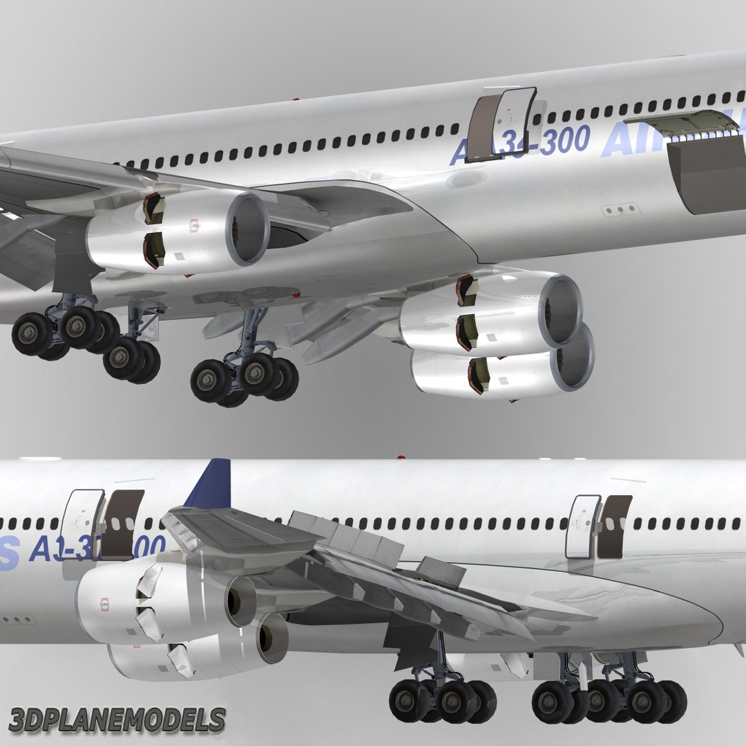 Airbus A340-300 Aircraft Landing 3d Max
