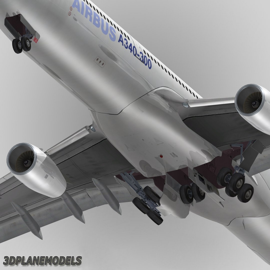 Airbus A340-300 Aircraft Landing 3d Max