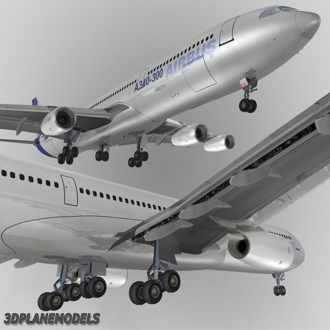 Airbus A340-300 Aircraft Landing 3d Max