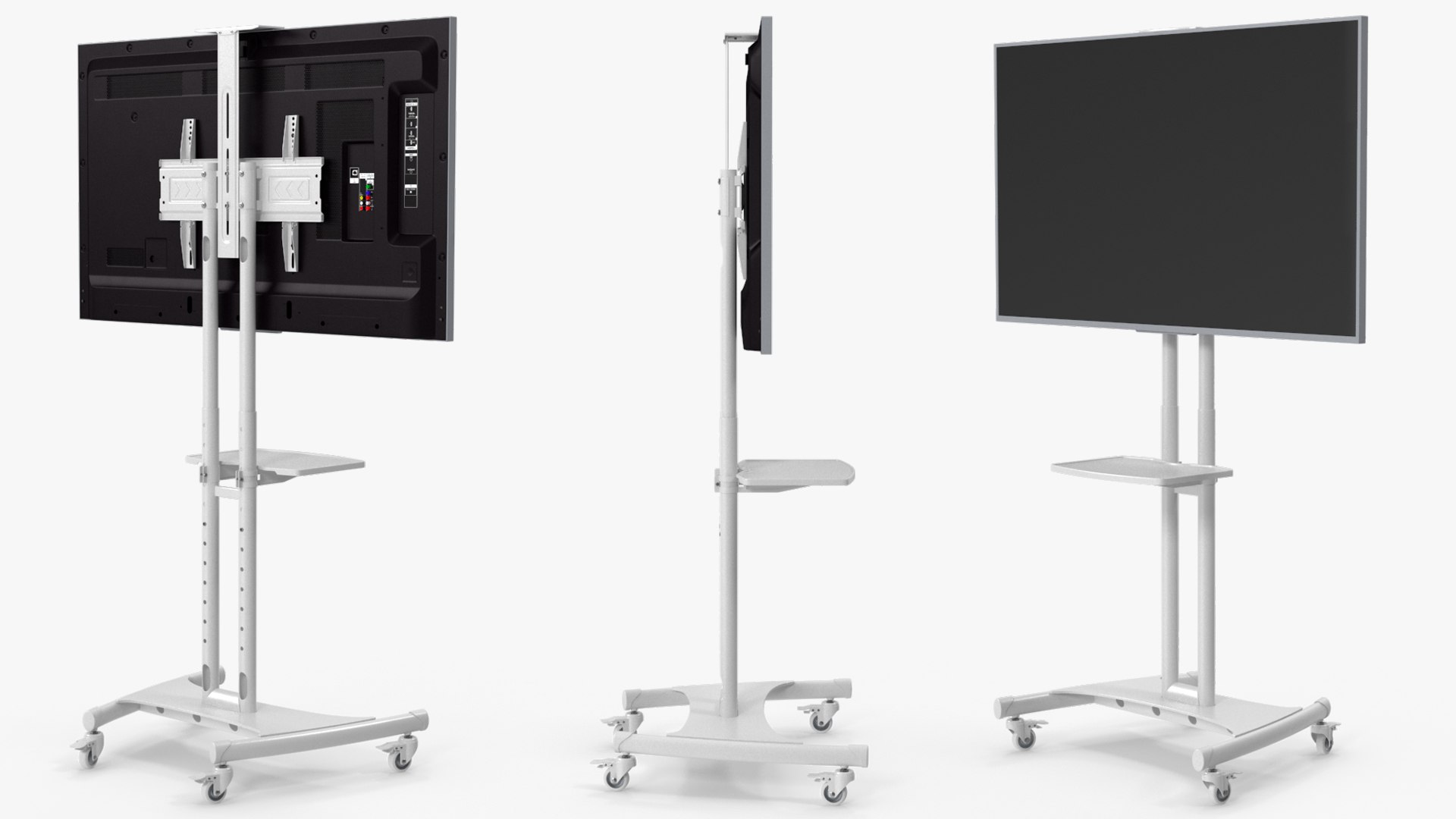 TV Display Stand With Mounted Screen White Model - TurboSquid 2488940