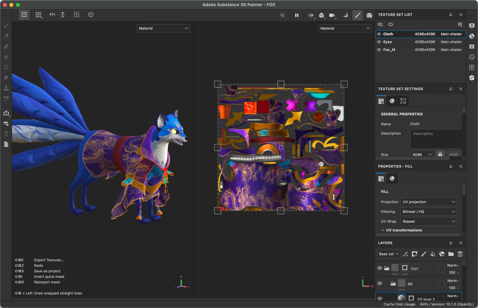 Mystic FOX Azure Kitsune Warrior Fox 3D Model Stylised Cartoon ...