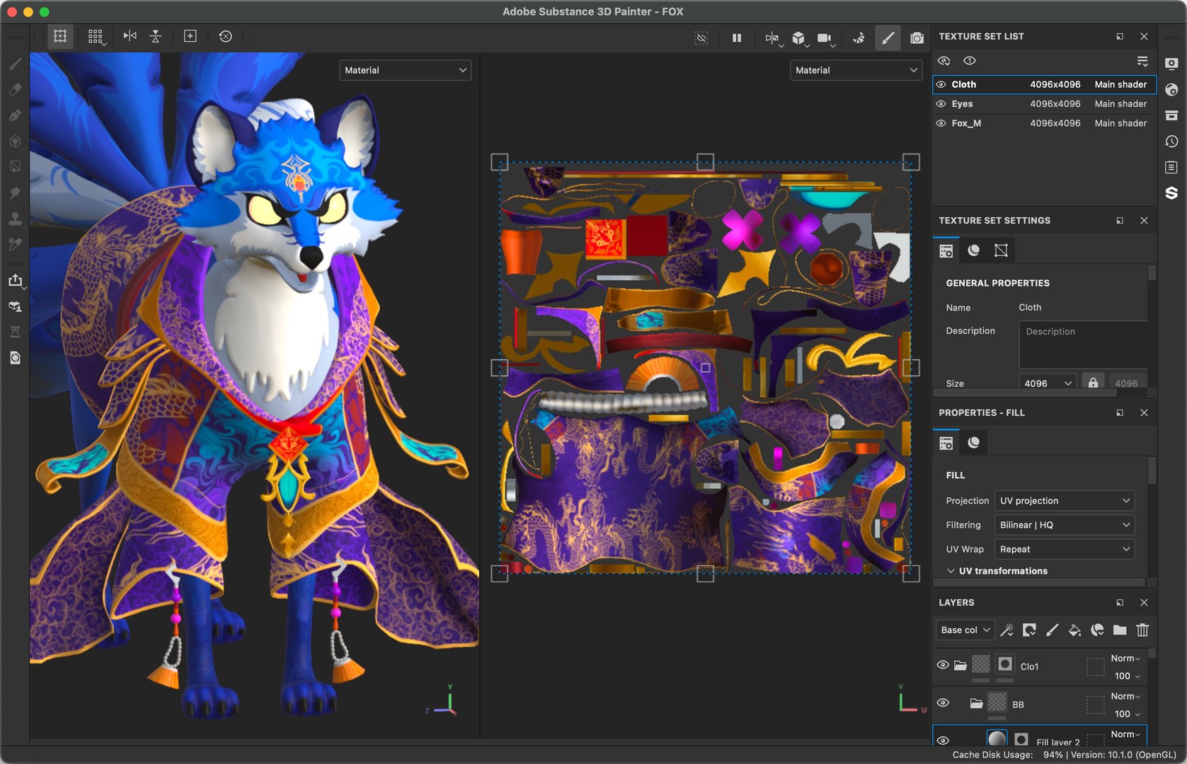 Mystic FOX Azure Kitsune Warrior Fox 3D Model Stylised Cartoon ...