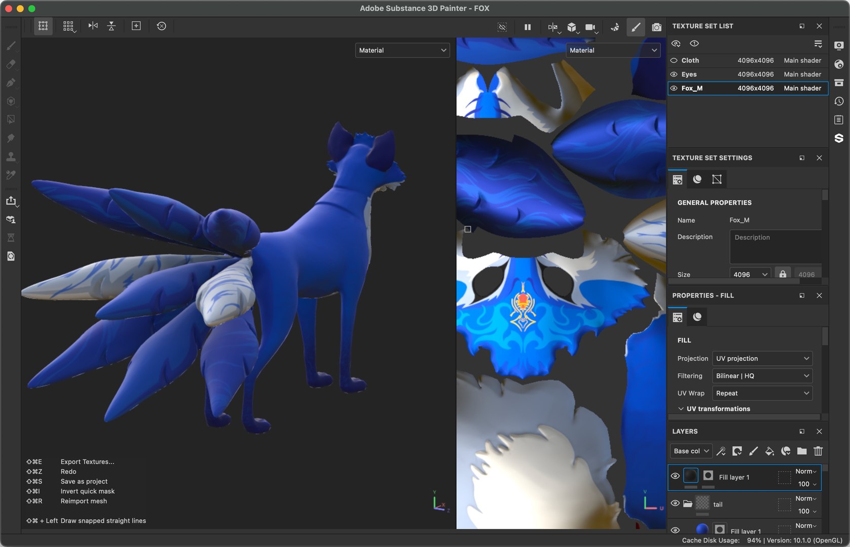 Mystic FOX Azure Kitsune Warrior Fox 3D Model Stylised Cartoon ...