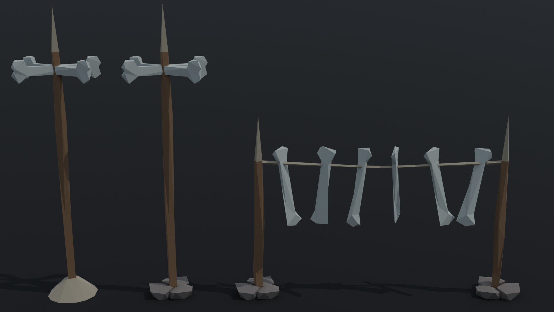 3D Low-poly Cartoon Polygonal Skulll Totems - TurboSquid 2045267