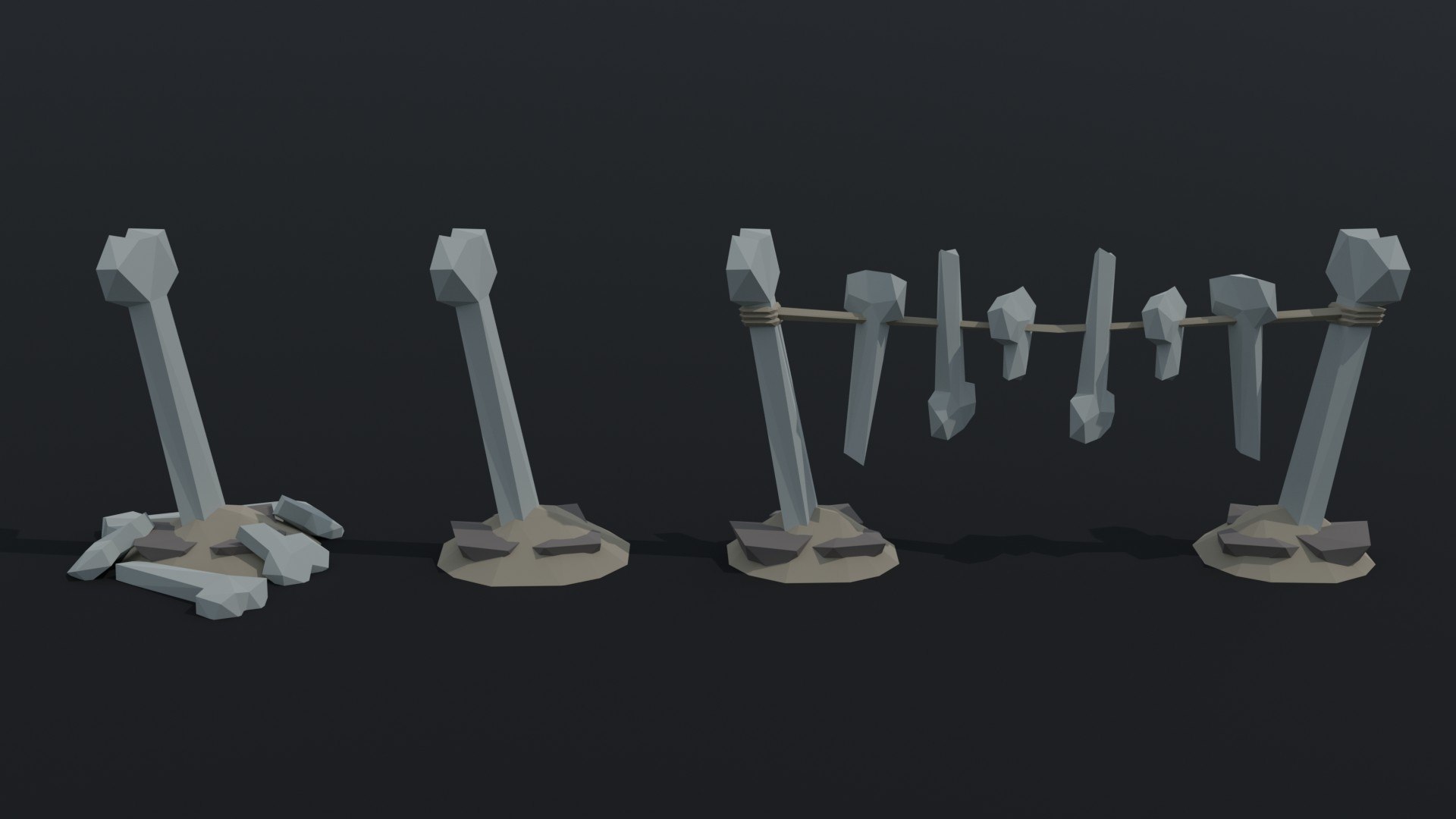 3D Low-poly Cartoon Polygonal Skulll Totems - TurboSquid 2045267