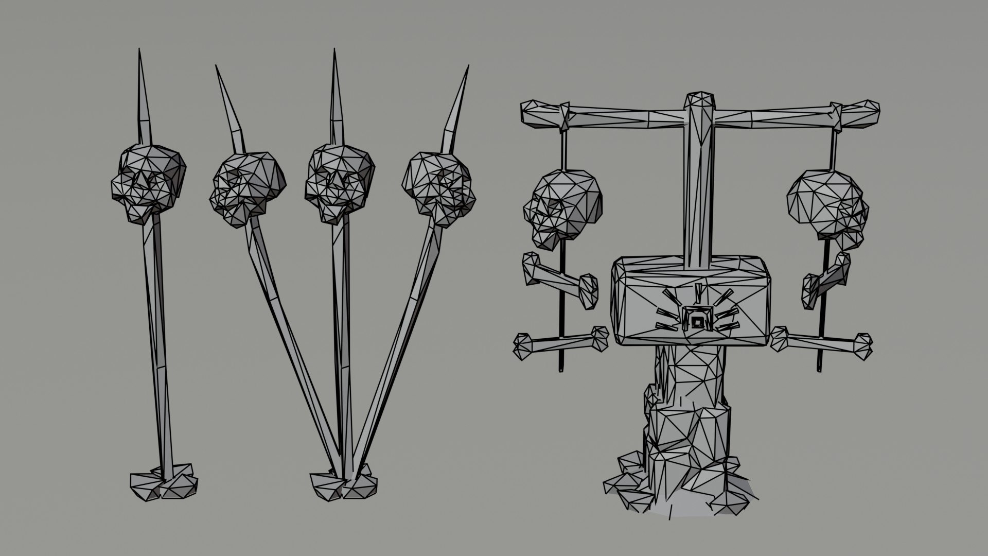 3D Low-poly Cartoon Polygonal Skulll Totems - TurboSquid 2045267