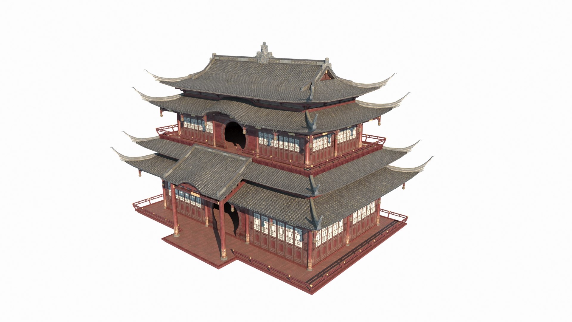 3D The Living Room Of The Great Palace In Ancient Asian Architecture ...
