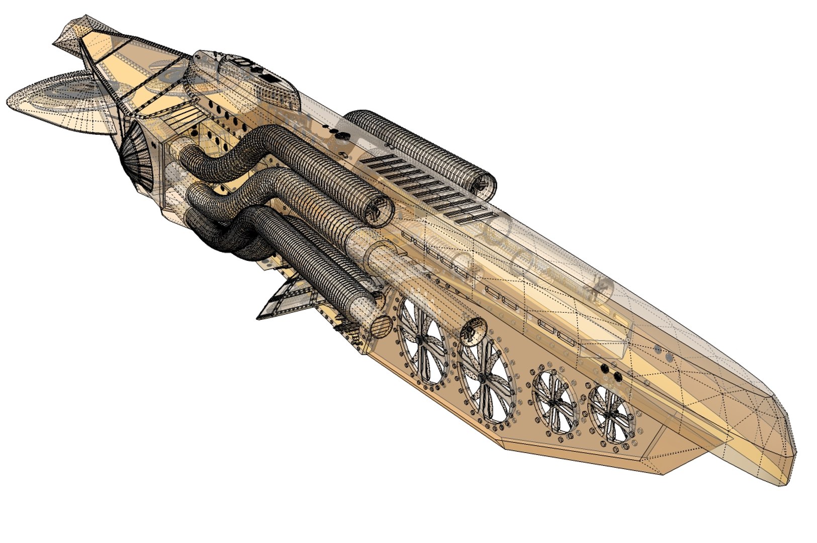 Steampunk Submarine Steam 3d Model