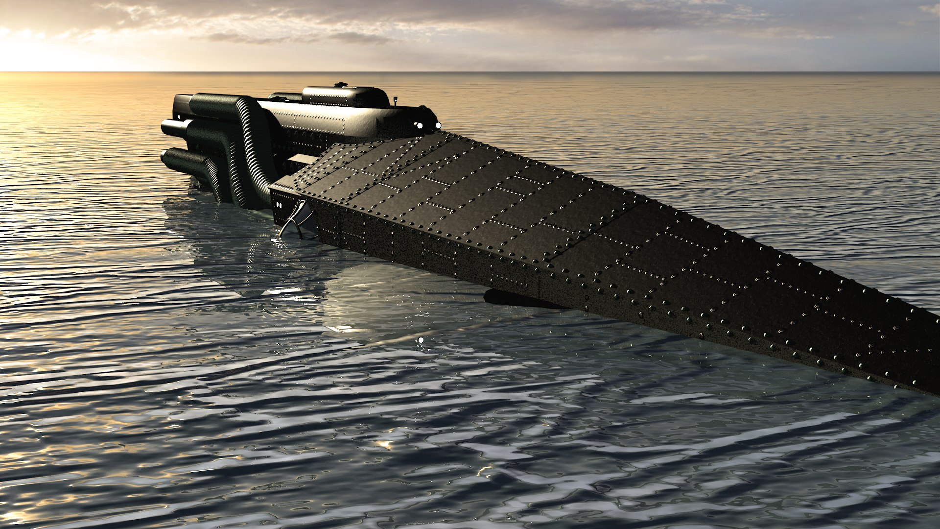 Steampunk Submarine Steam 3d Model